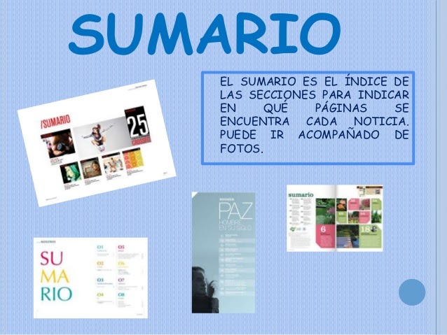 Partes de una Revista Digital 2: SUMARIO