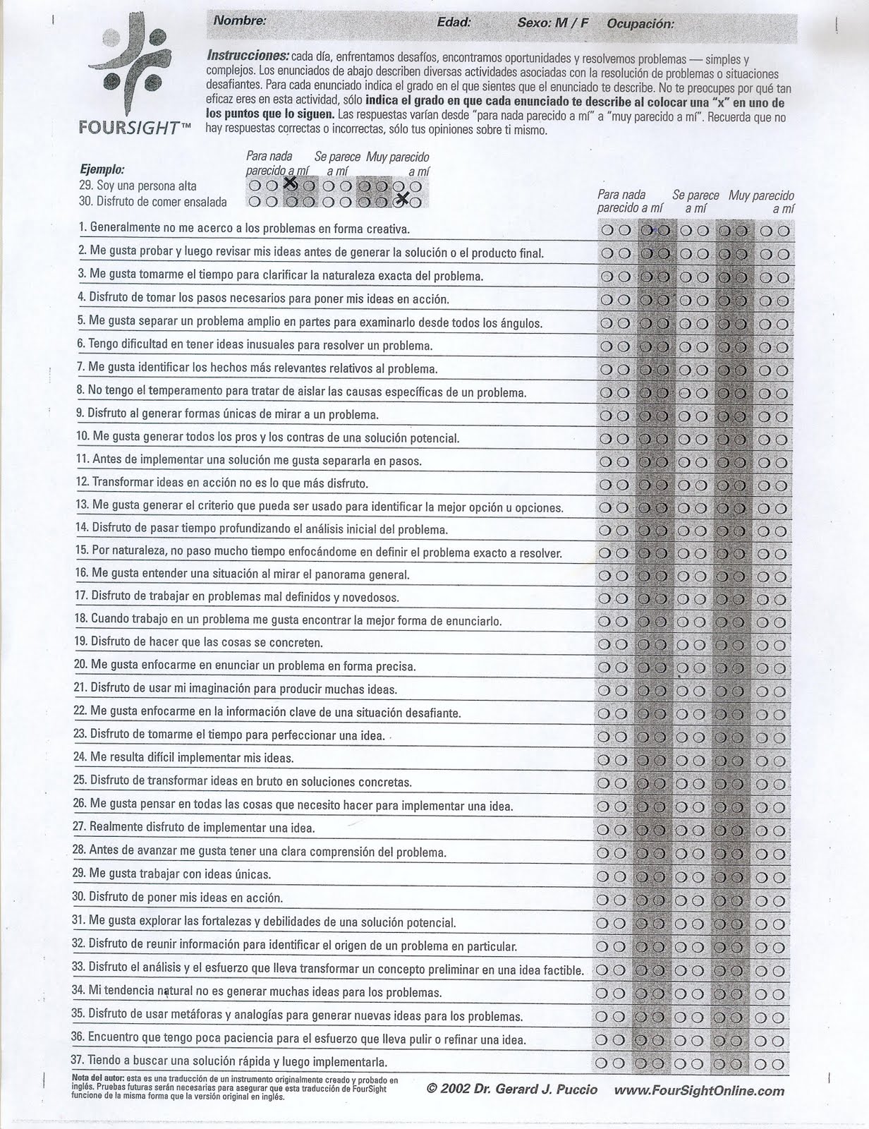 Diseño Duoc: Test de foursight