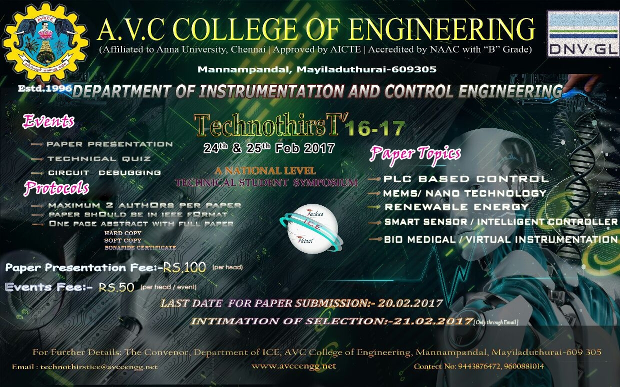 TechnothirsT'16-17: A National Level Technical Symposium at AVC College ...