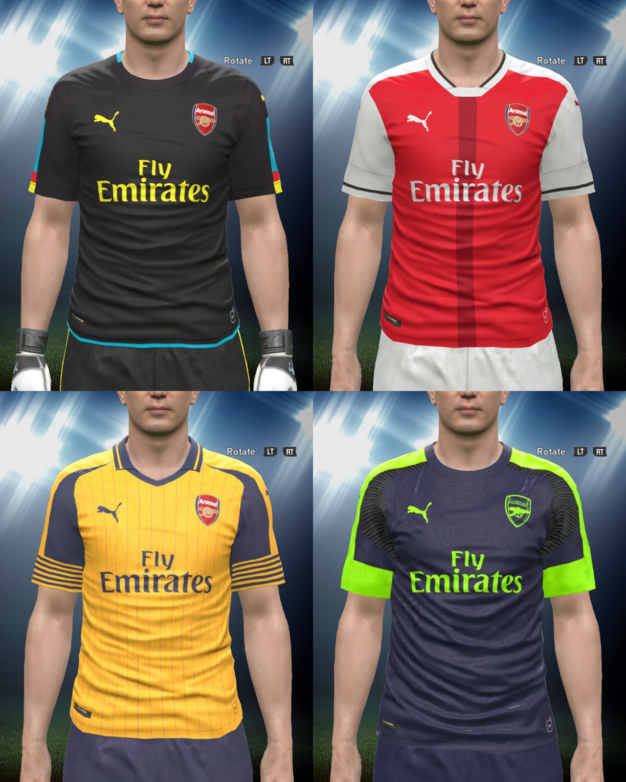 PES 2016 Novos kits Arsenal 16/17 - Pes Evolution HD
