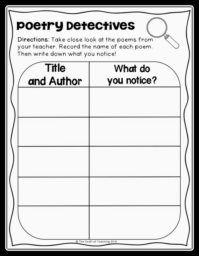 Fifth Grade Freebies: Are You A Poetry Detective?