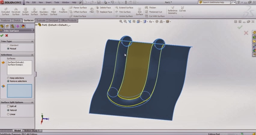Demonstrate how to create basic 3D Modeling Surface in SolidWorks2014 ...