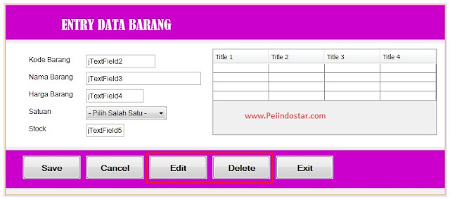 CARA MEMBUAT TOMBOL EDIT, DELETE DENGAN JAVA (NetBeans) - PeiStar