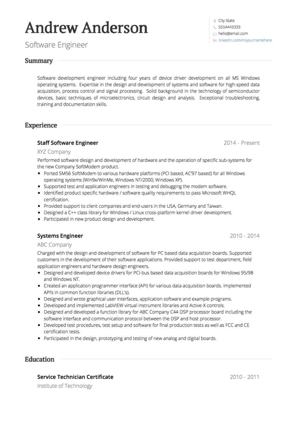 Standard Resume Format Template ~ Resume Letter