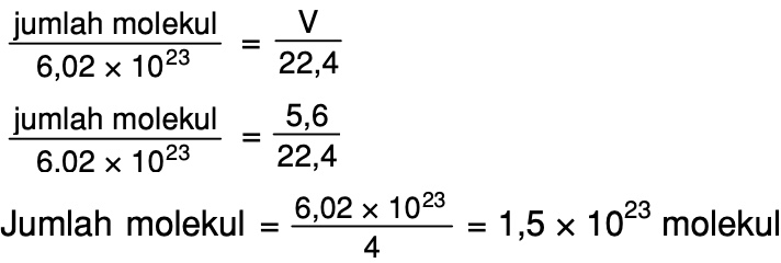 Berapa molekul gas NO pada wadah 5,6 liter yang diukur pada suhu 0°C ...