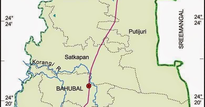 Bahubal Upazila Map, Habiganj District, Bangladesh