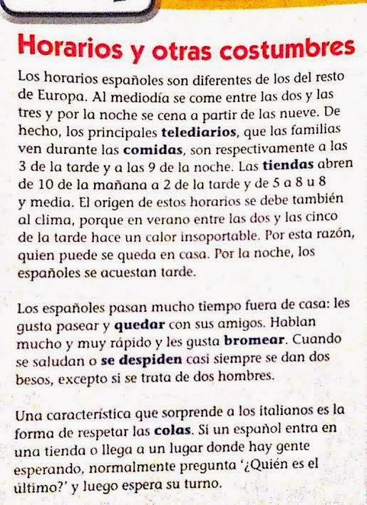 1C- Clase de español : Textos para leer