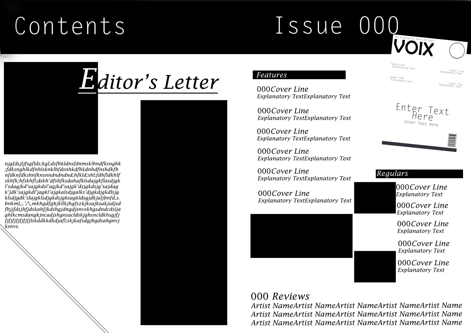 Naomi-Jay Craven's Media: Contents Page Templates