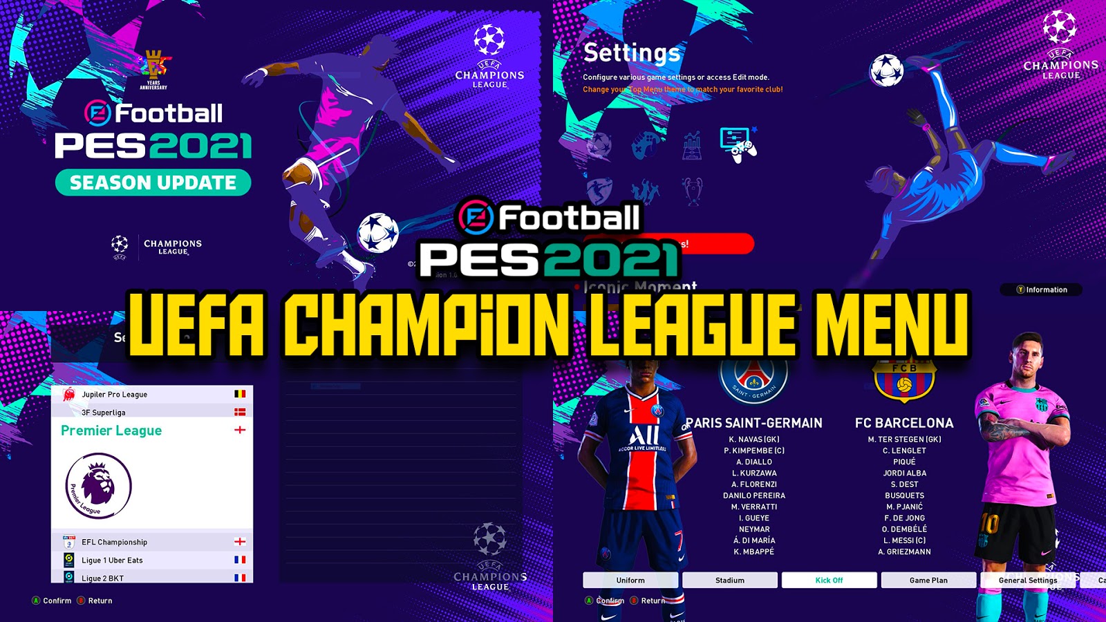 PES 2021 - UEFA Champion League Menu Mod