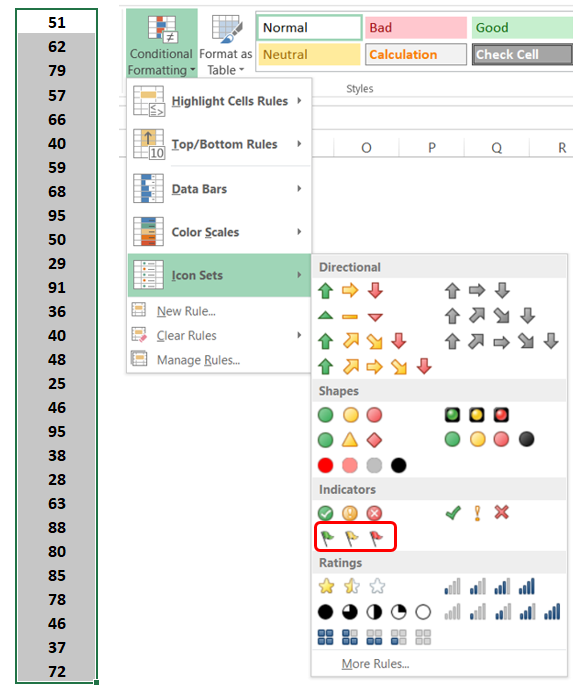 Icon Sets in Conditional Formatting