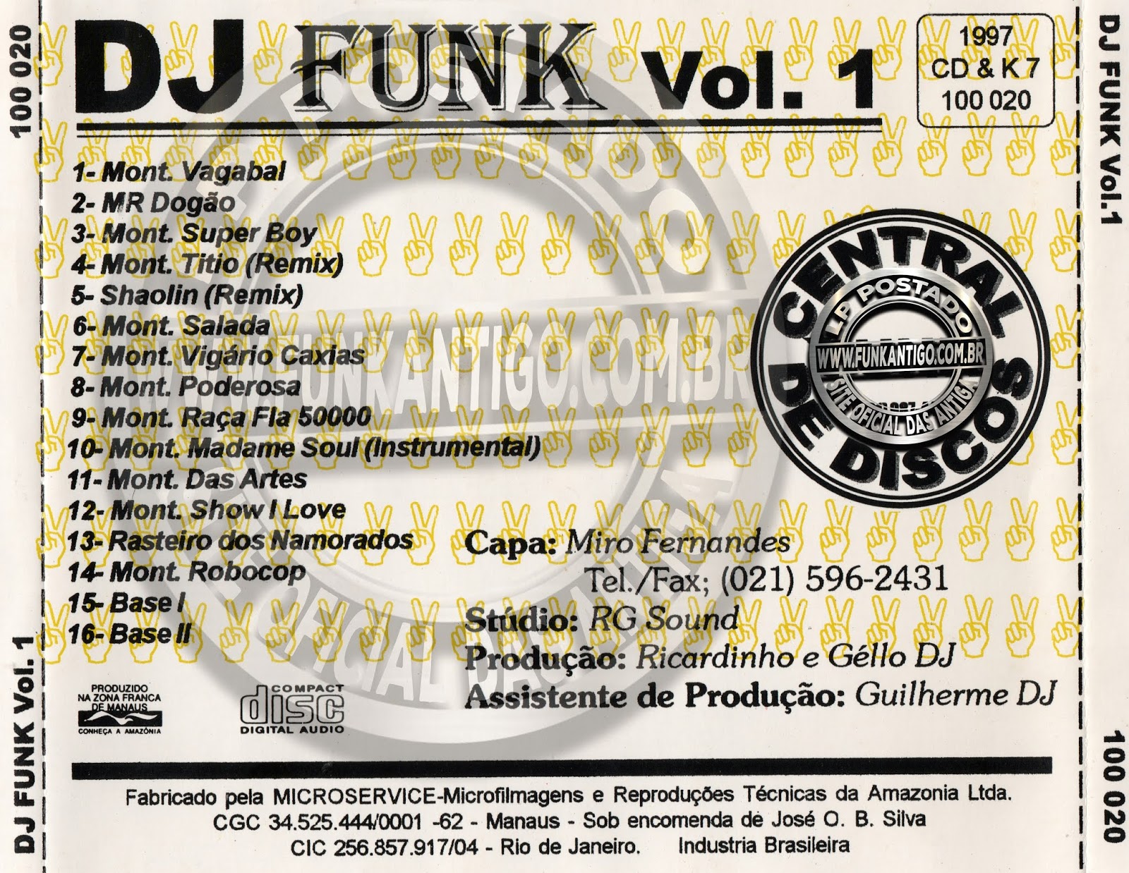 CD DJ FUNK Vol 1 BY DJ RICARDINHO E GÉLLO 1997 - Site Funk antigo