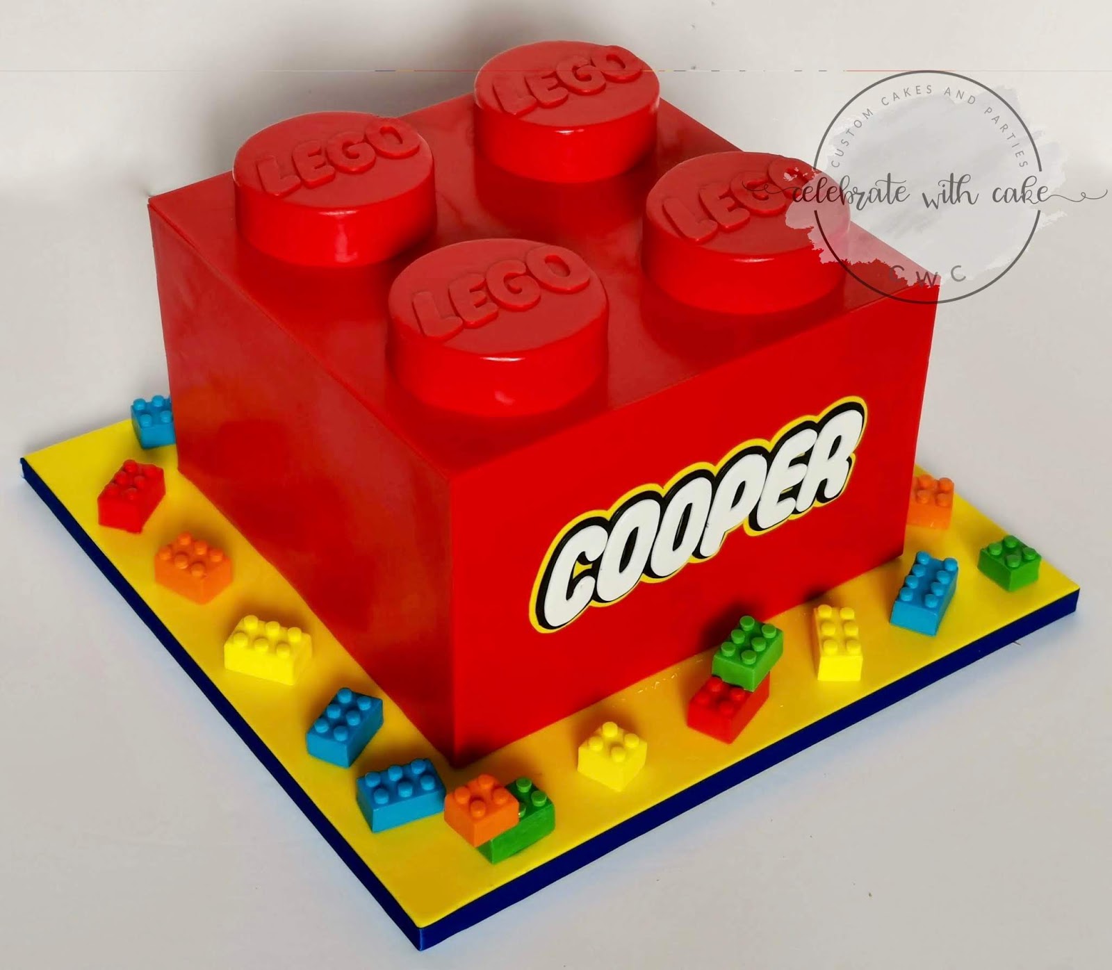 Celebrate with Cake!: 3D sculpted Lego Brick Cake