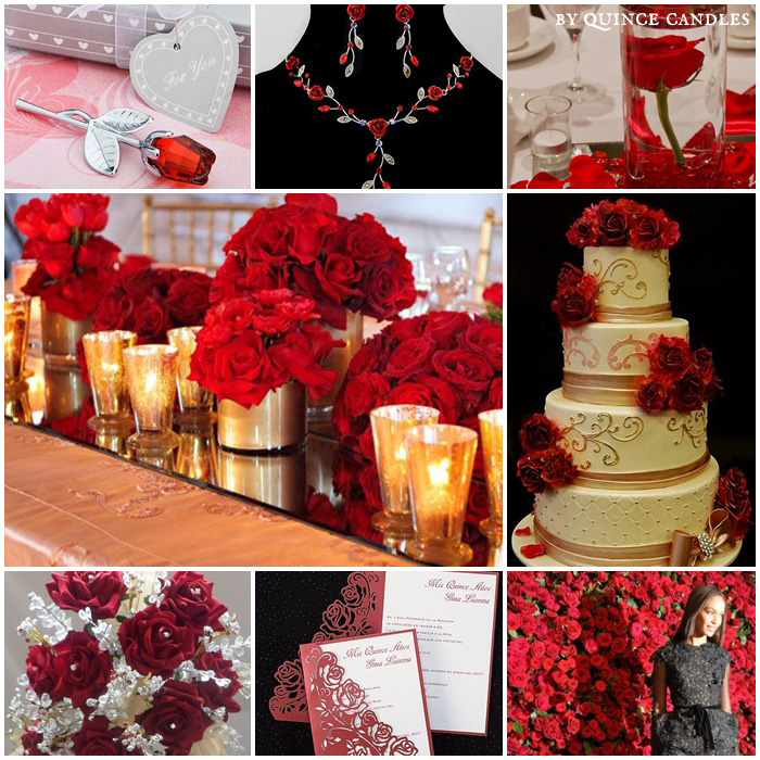 Red And Gold Quinceanera Decorations
