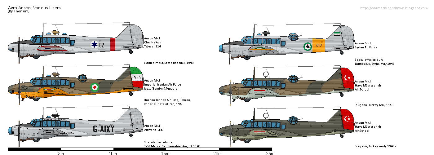War Machines Drawn: Avro Anson, part eleven, Middle-East users