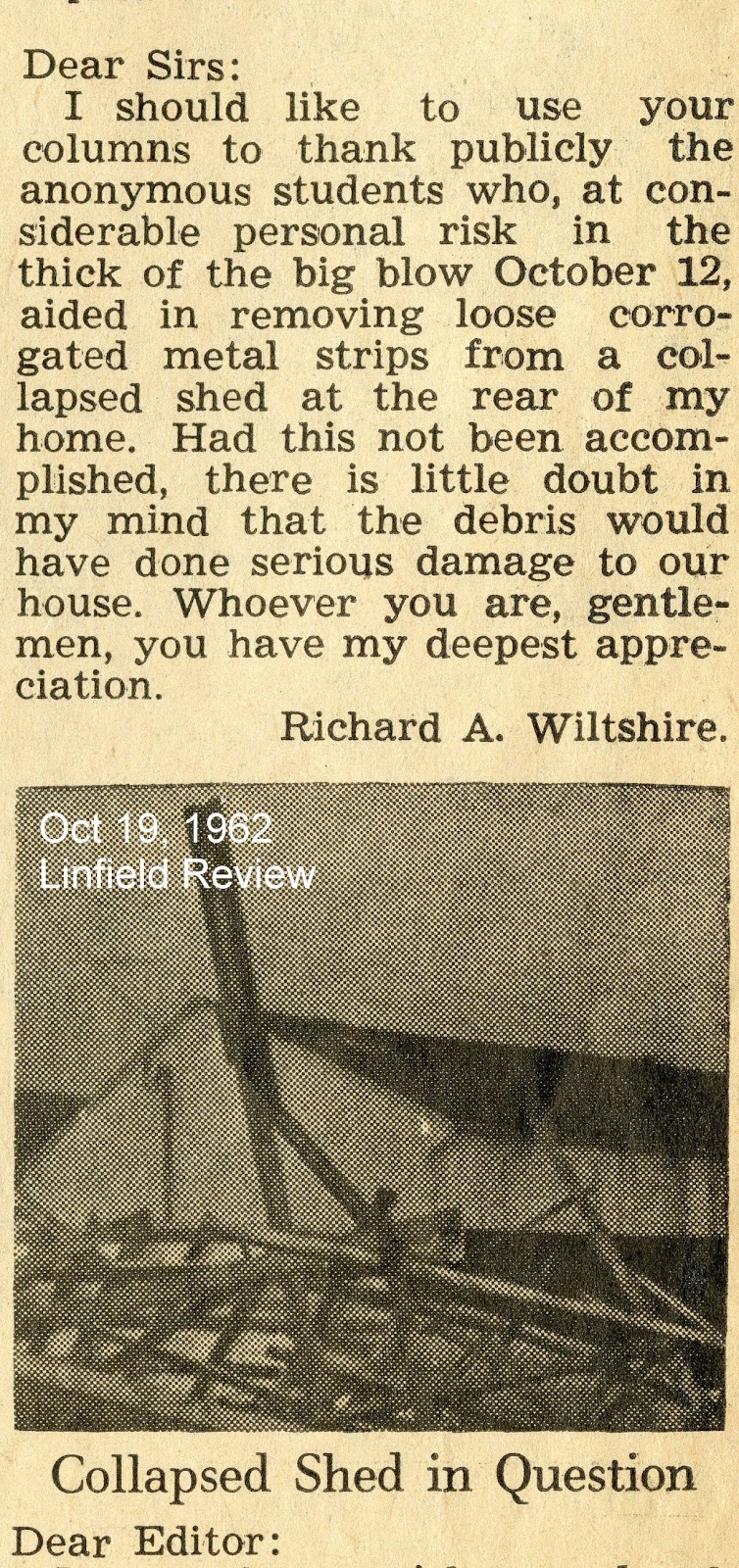 W I L D C A T V I L L E: COLUMBUS DAY STORM OCT. 12, 1962, AFTERMATH IN ...