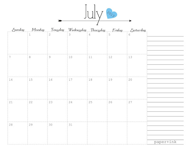 Free Printable Calendars: June / July 2013