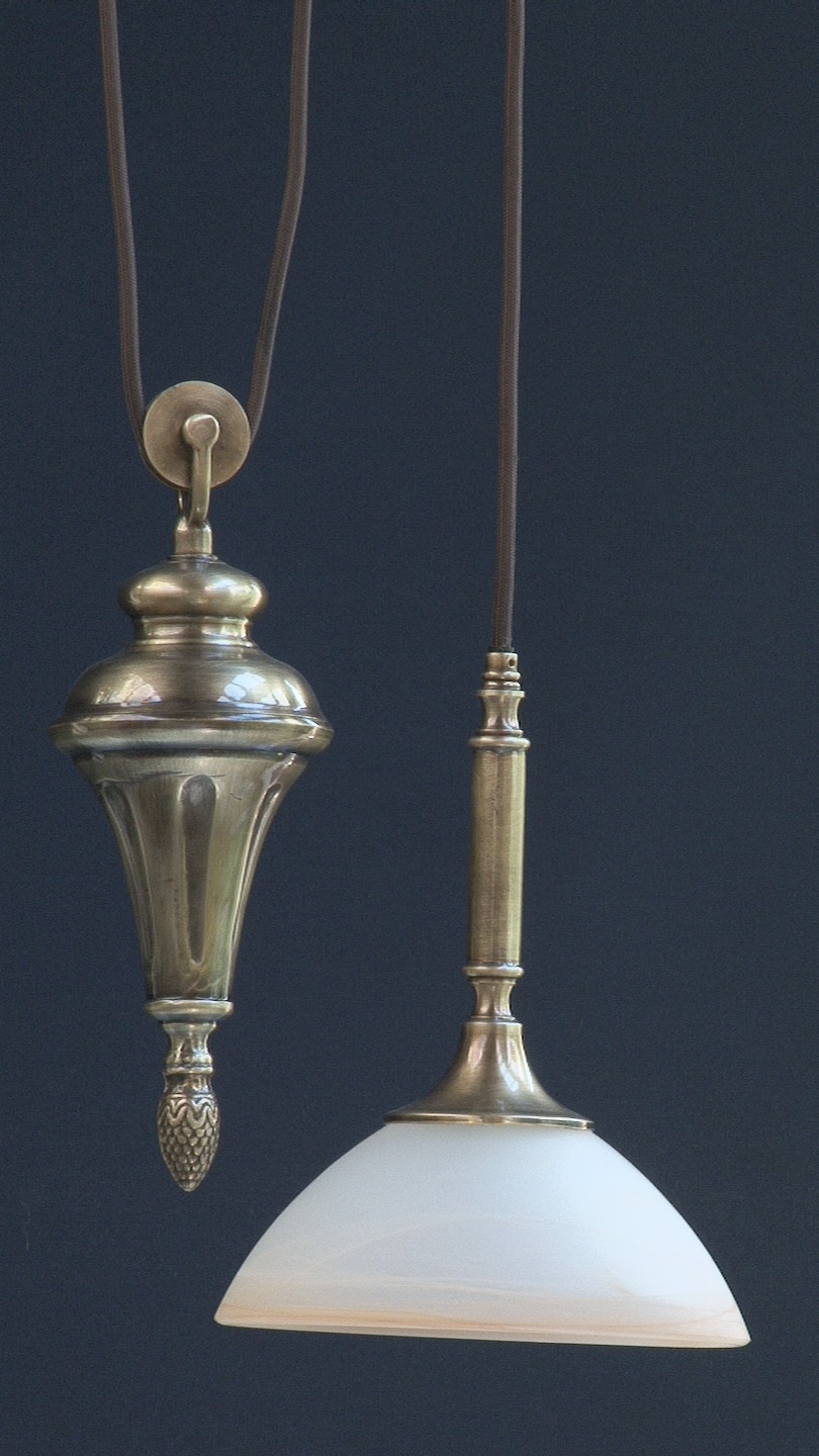 STUDIO NIOTIS: χειροποιητο φωτιστικο οροφης με αντιβαρο & γυαλι οπαλινα