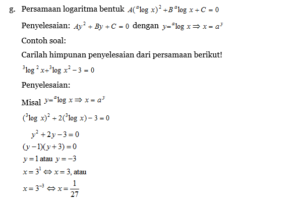 LOGARITMA : Persamaan Logaritma - Bumi Math