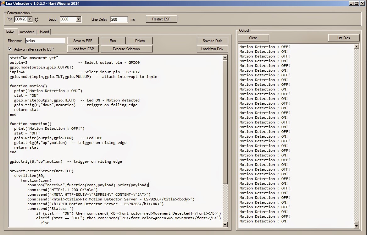 ESP8266 – PIR Motion sensor detection