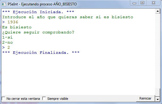 Continuación ejercicios PSeInt