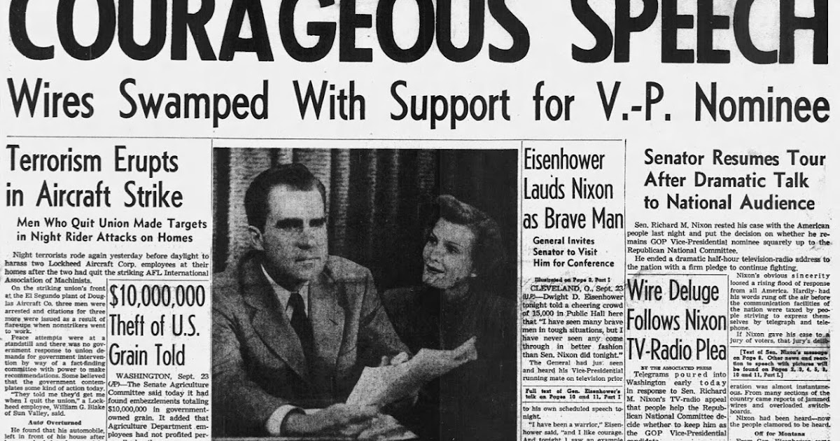 DVP's POTPOURRI: RICHARD NIXON'S "CHECKERS" SPEECH (SEPTEMBER 23, 1952)