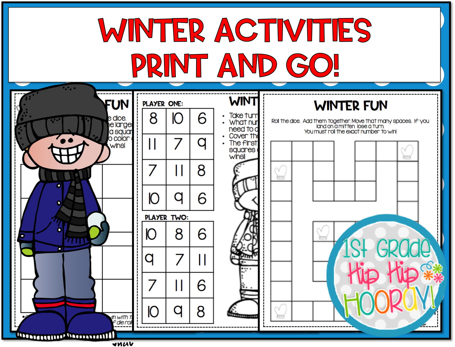 1st Grade Hip Hip Hooray!: Winter Math and Literacy Activities...Print ...