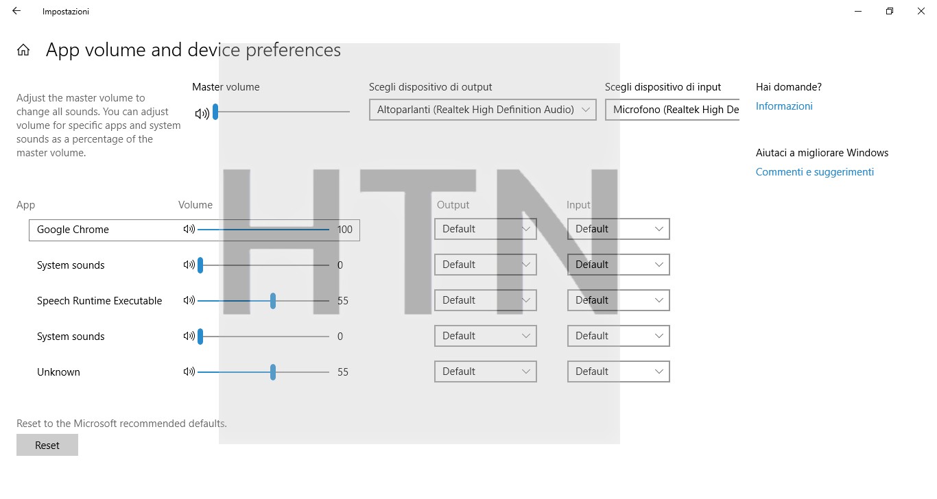 Come regolare singolarmente l'audio delle App in Windows 10