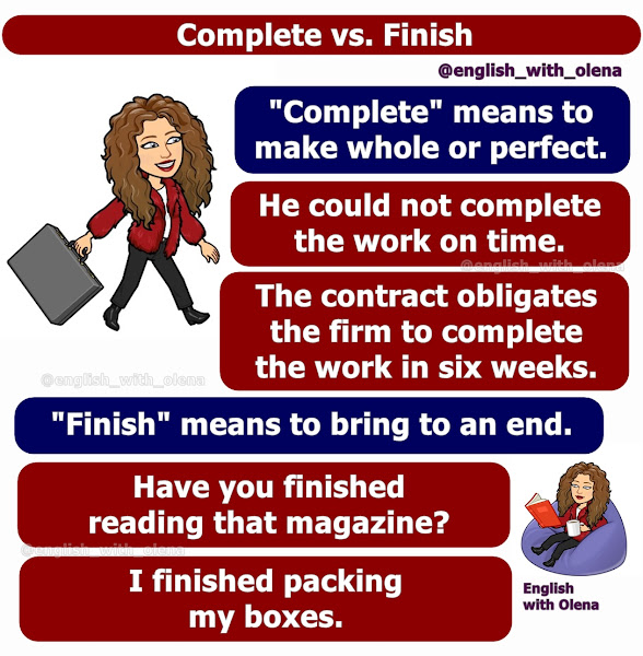 English with Olena: Complete vs. Finish