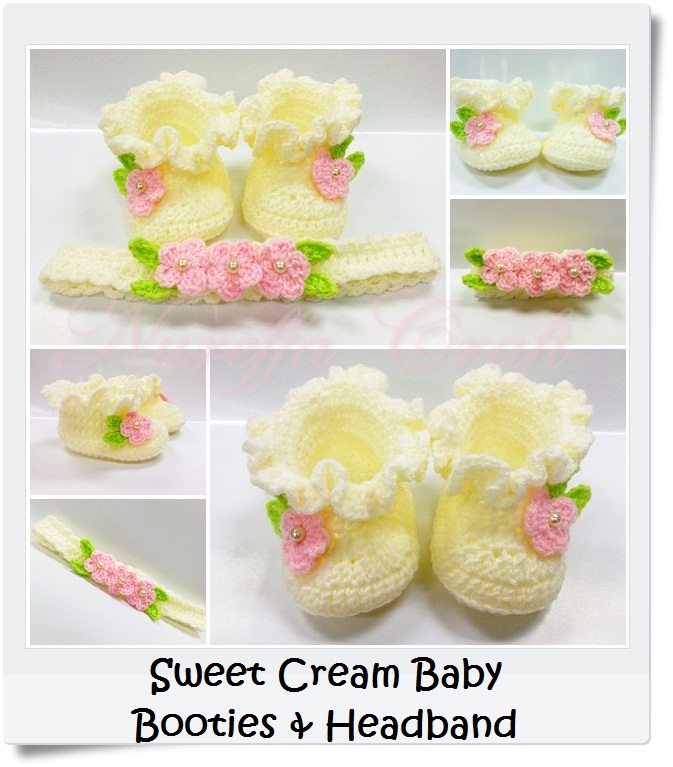 Nureffa Craft ::: :: Sweet Cream Baby Booties & Headband