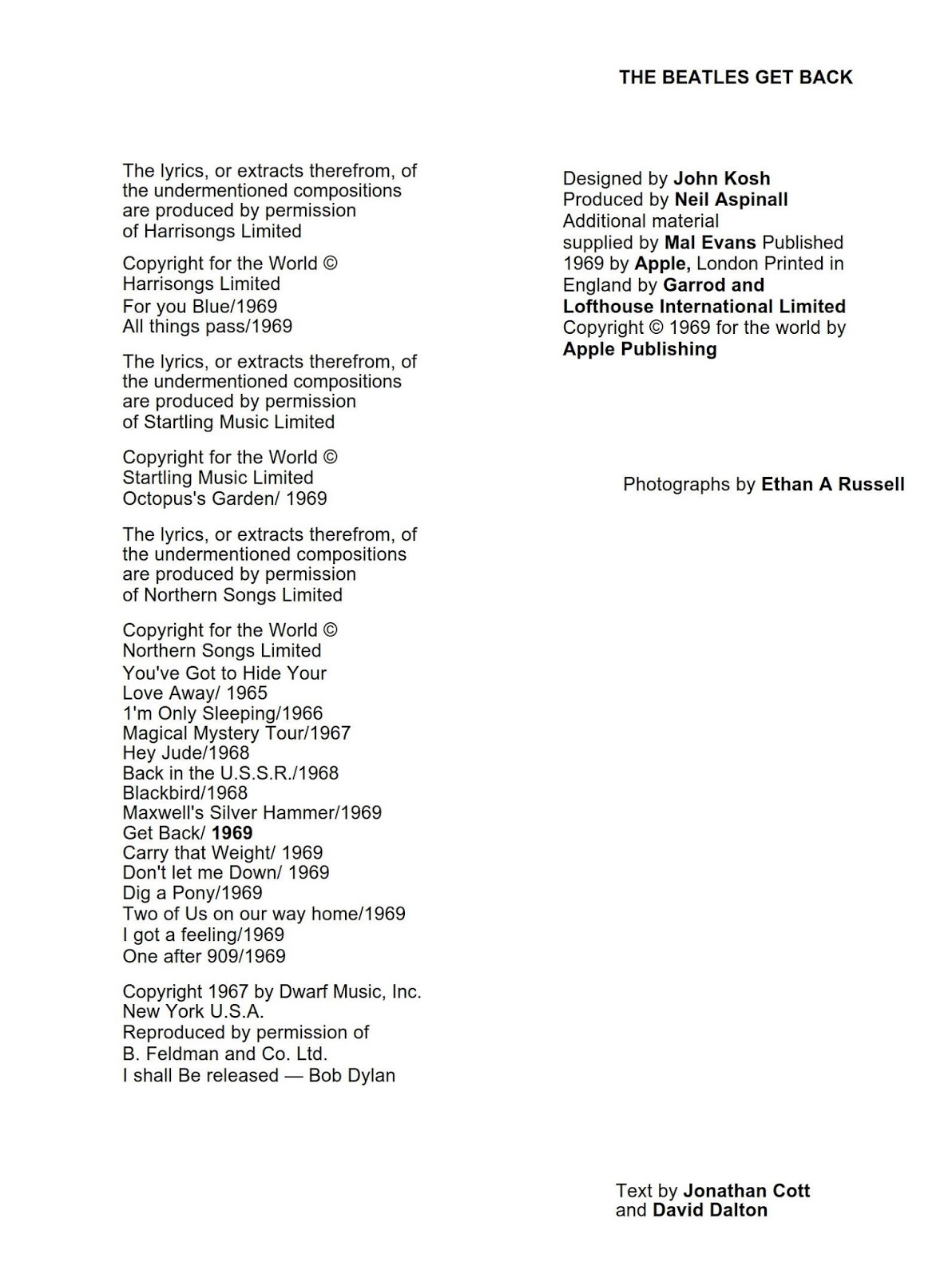 The BEATLES Illustrated: The Beatles Get Back · Book