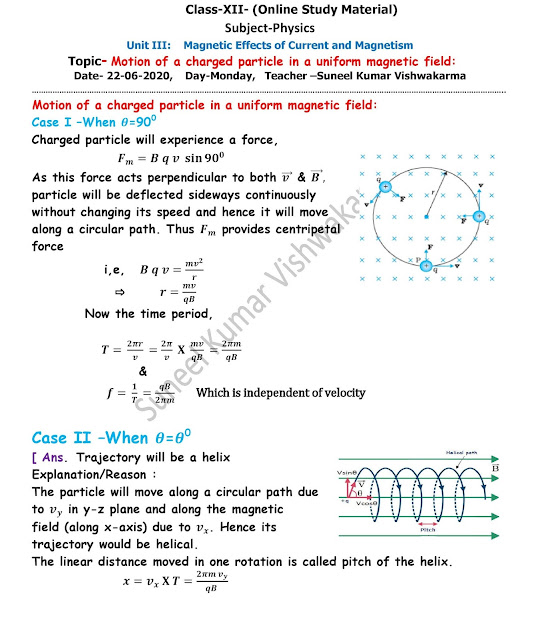 Motion of a charged particle in a uniform magnetic field