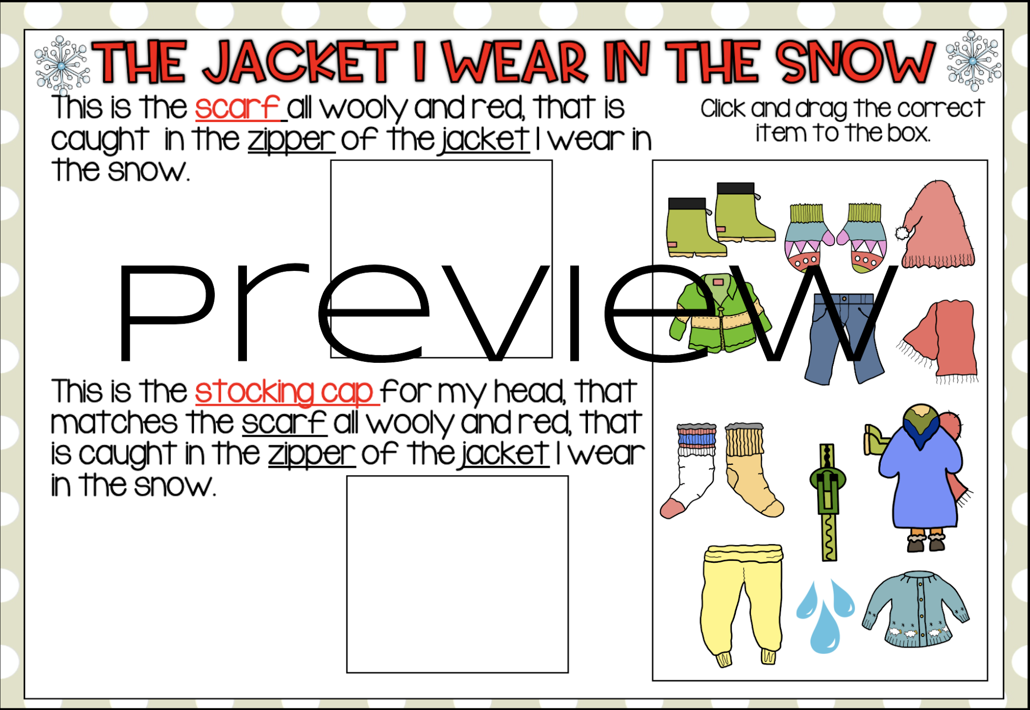 1st Grade Hip Hip Hooray!: The Jacket I Wear in the Snow