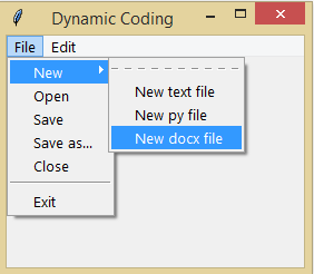 Create Menubar in tkinter - Dynamic Coding