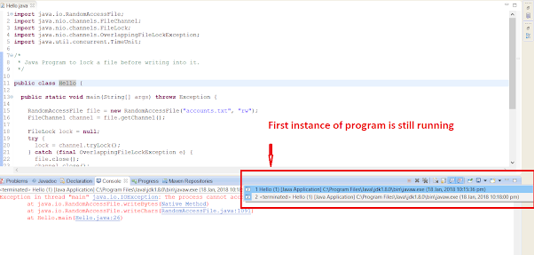How to lock a File before writing in Java? Example | Java67