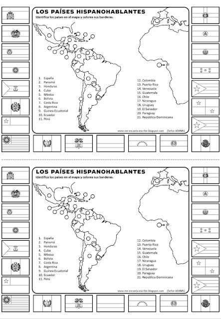 Me encanta escribir en español: Países hispanohablantes