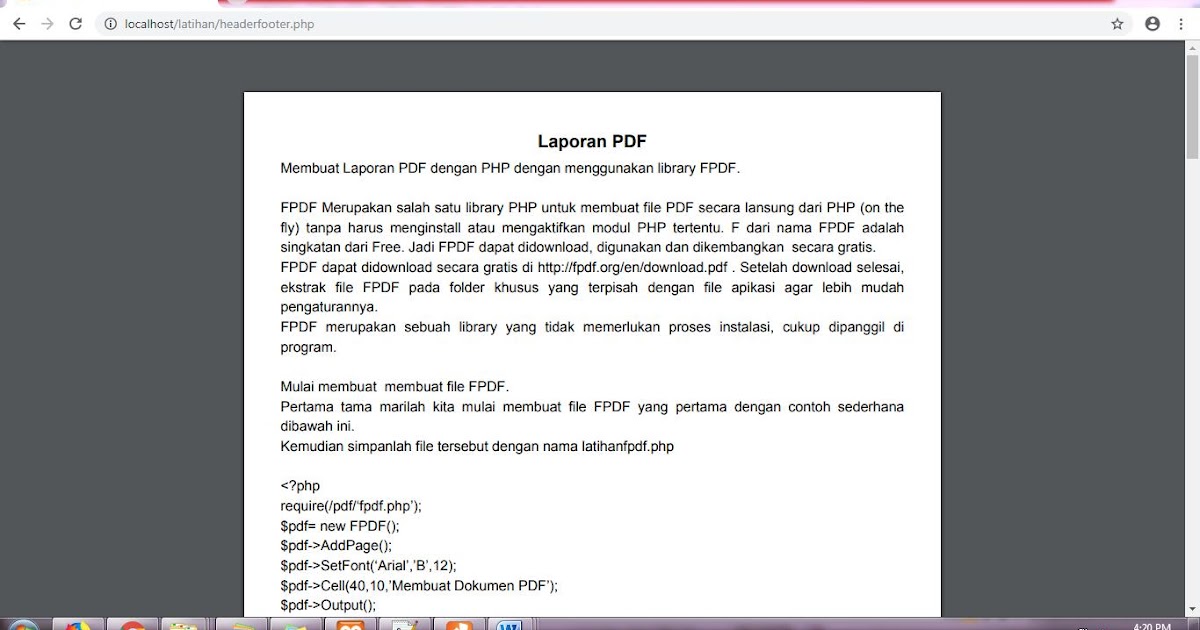 Tutorial Membuat dokumen PDF dengan PHP menggunakan library FPDF – Mengatur Halaman dokumen PDF ...