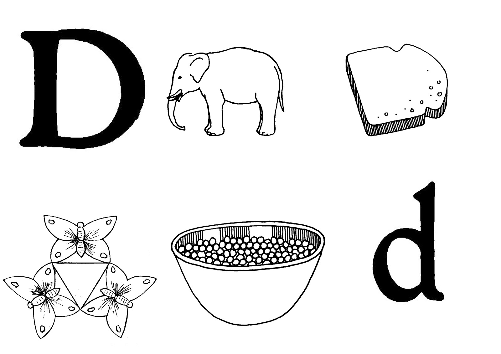 Piešiniai ir darbeliai: Daiktai prasidedantys D - paveiksliukai