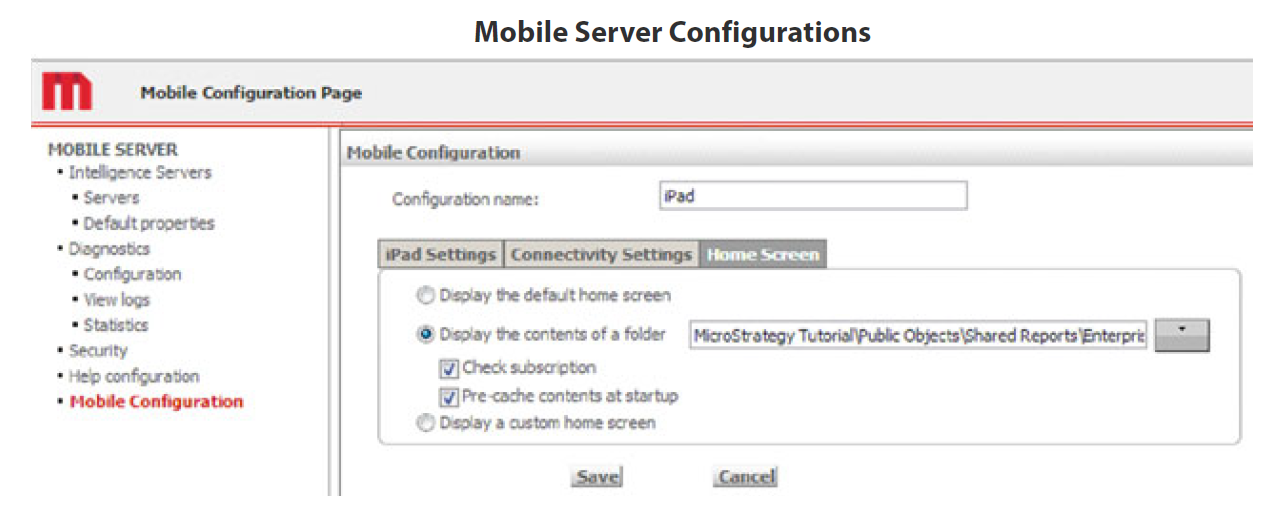 MicroStrategy Mobile Configuration for the Connectivity Settings