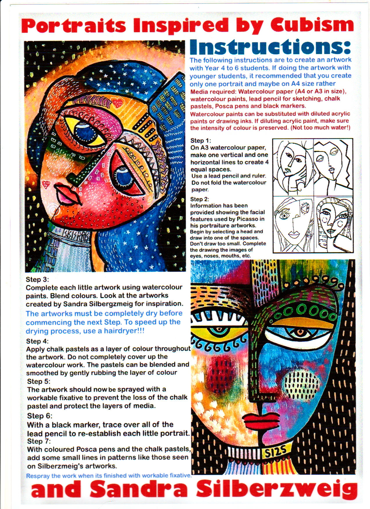 STUDENT ARTWORKS - NEW CUBISM with Kindergarten/Year 1 Composite Class