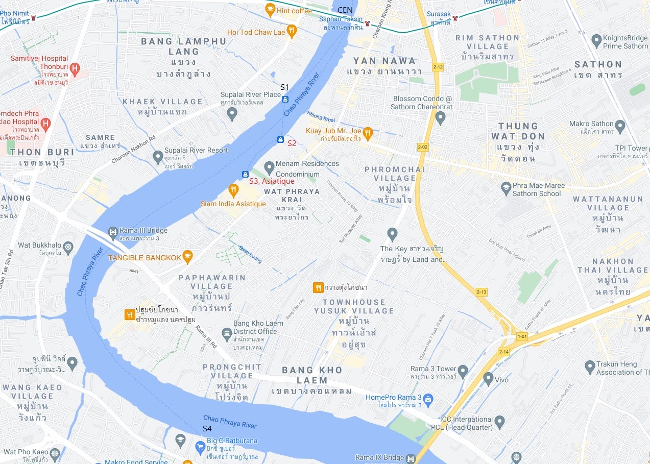 Mga bangka ng ilog Chao Phraya : Timog ruta