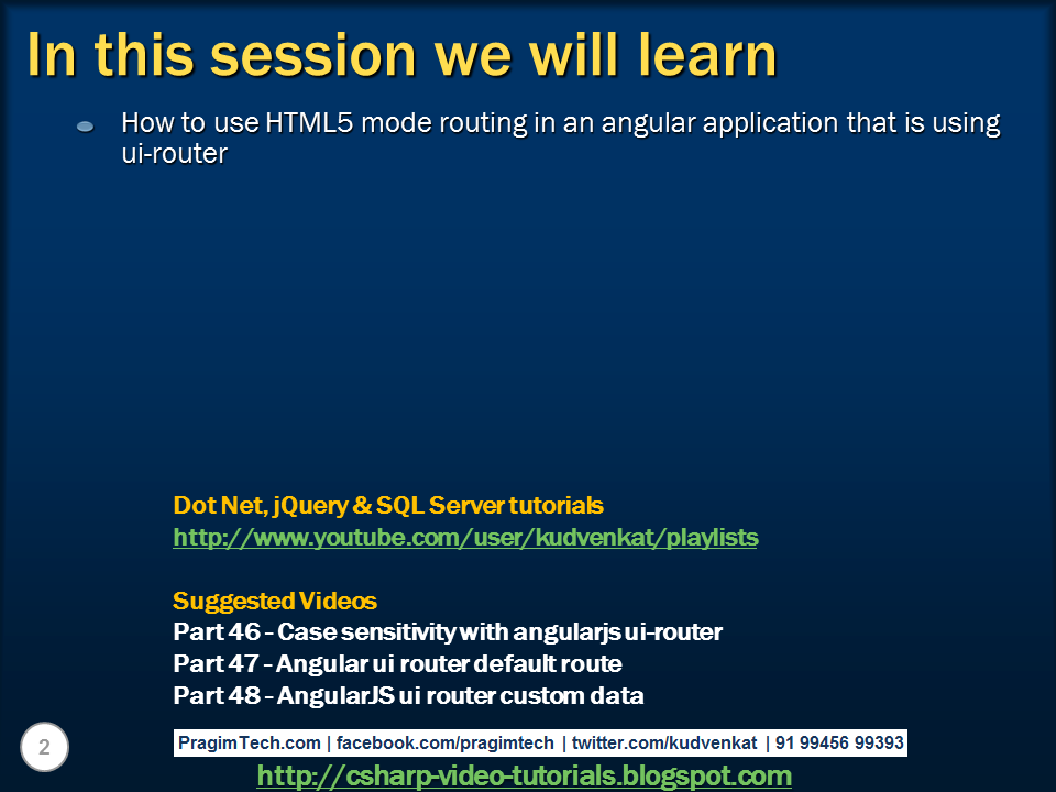 Sql server, .net and c# video tutorial: AngularJS ui router html5mode Sql server, .net and c# video tutorial: AngularJS ui router html5mode