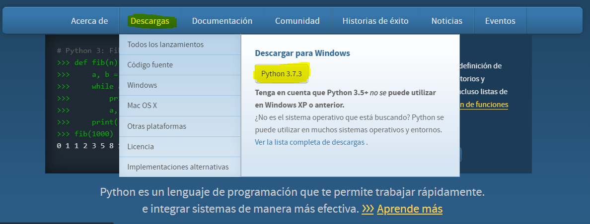 Instalación de Python en Windows 10