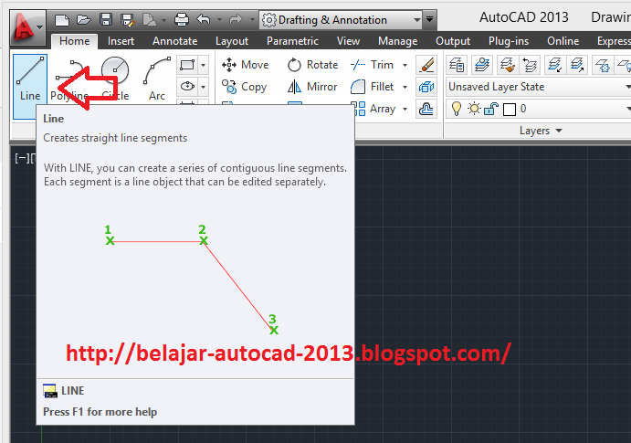 Membuat Garis dengan Line Tool Autocad 2013 | Belajar Autocad 2013