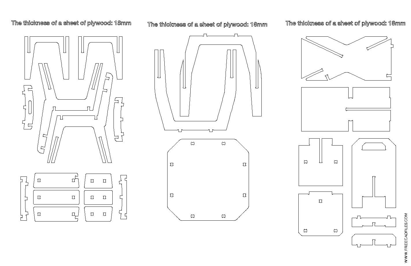 Plywood Cafe Furniture Set Chair Table [DXF] File