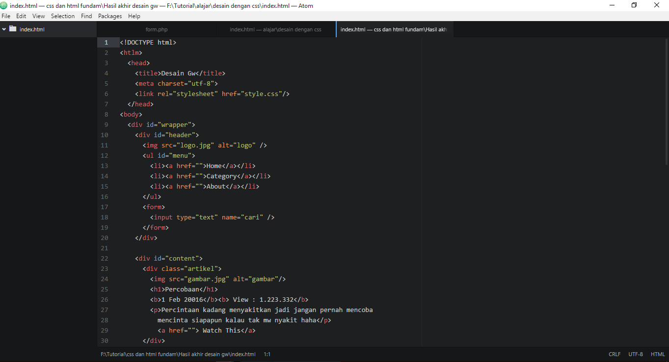 Membuat Header Web dengan Html dan Css