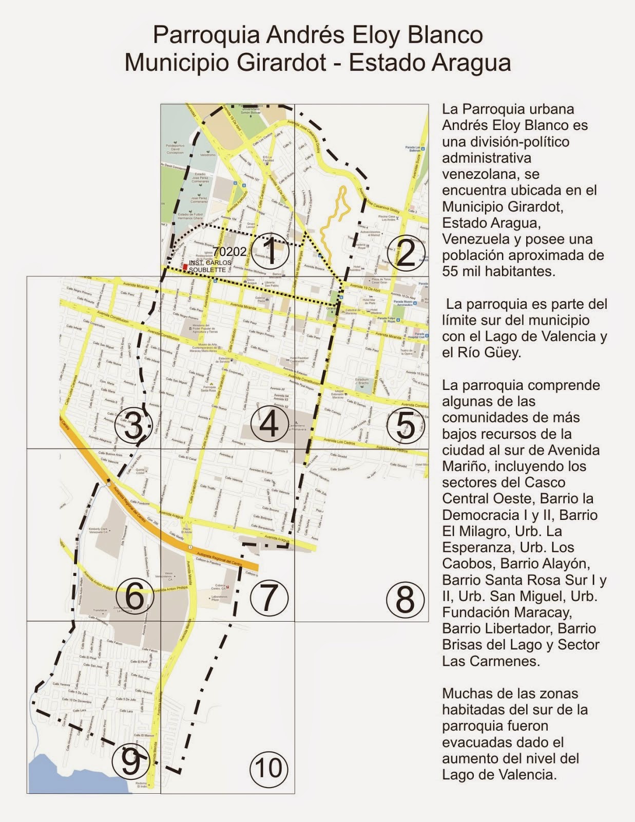 Plano de la parroquia Andres Eloy Blanco de Maracay -Venezuela