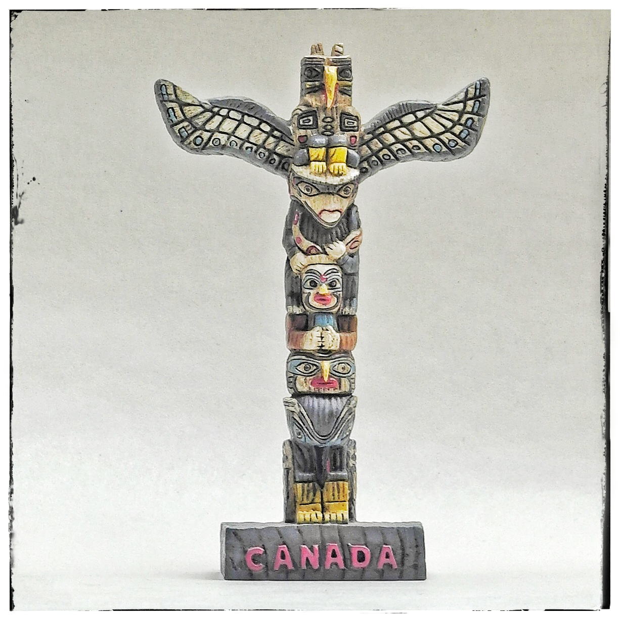 SHADOWS OF THE THUNDERBIRD: 154. Colourful Stylised Resin Totem