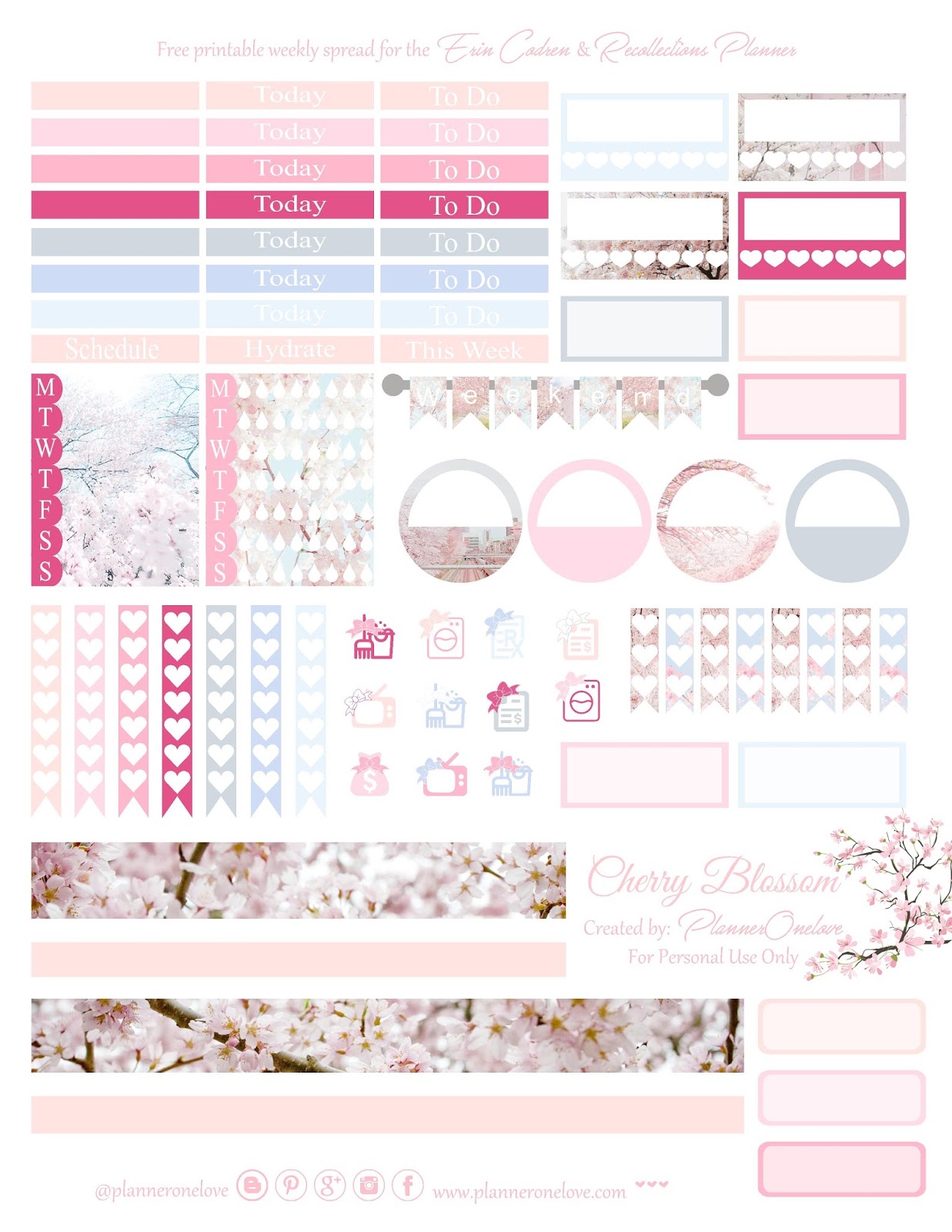 Free Cherry Blossom printable spread for the Erin Condren ...