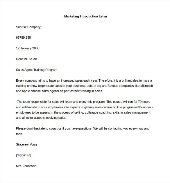 Free Introduction Letter Template ~ Resume Letter