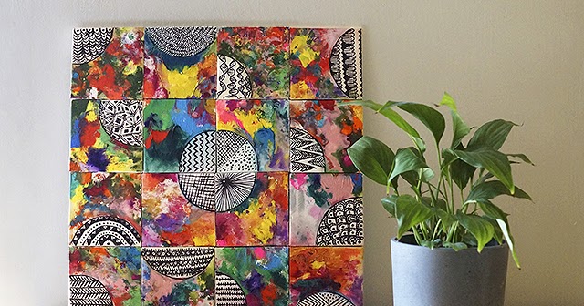 Colorful doodle canvas painting - Journey into Creativity